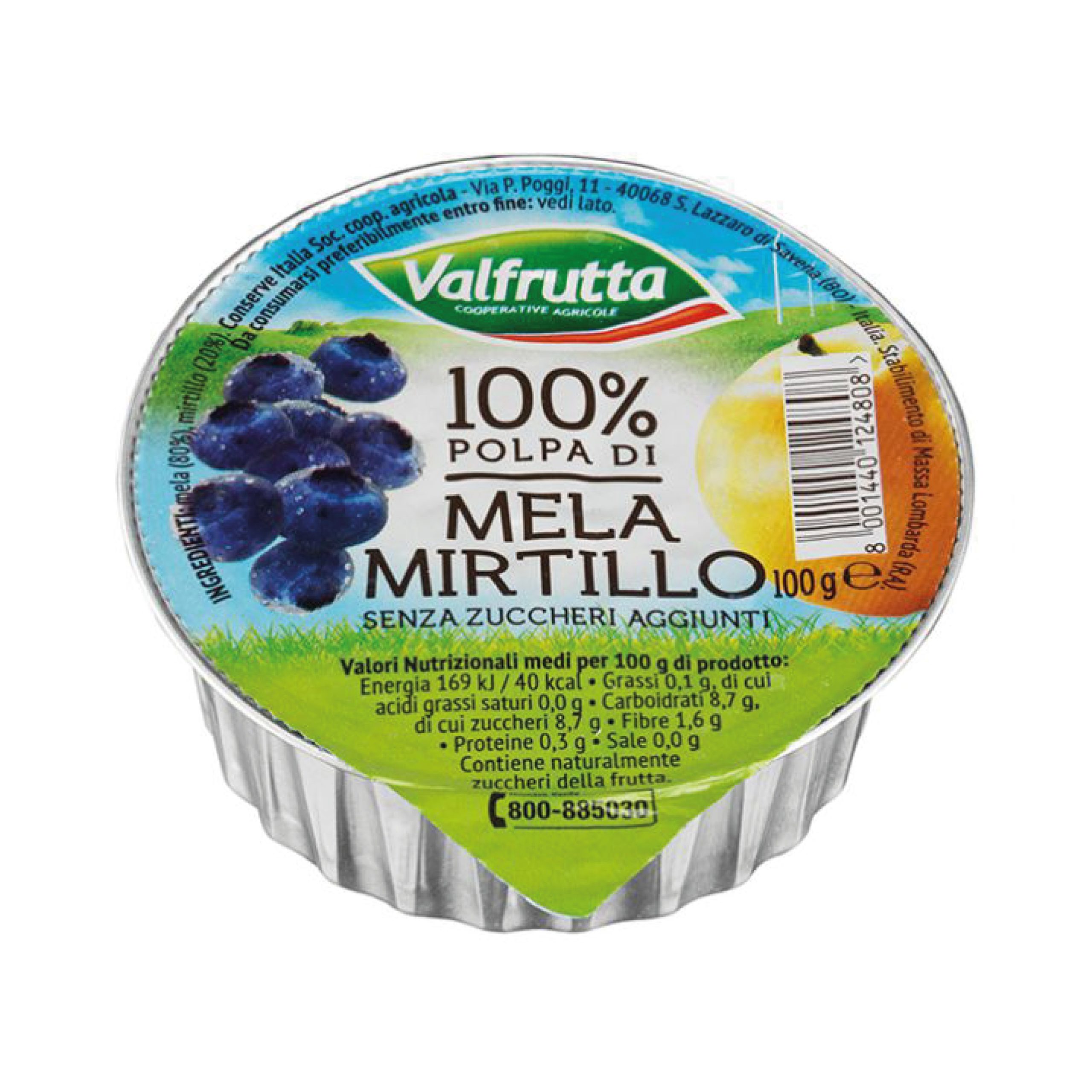 Valfrutta - Apple & Blueberries pulp 2x100gr